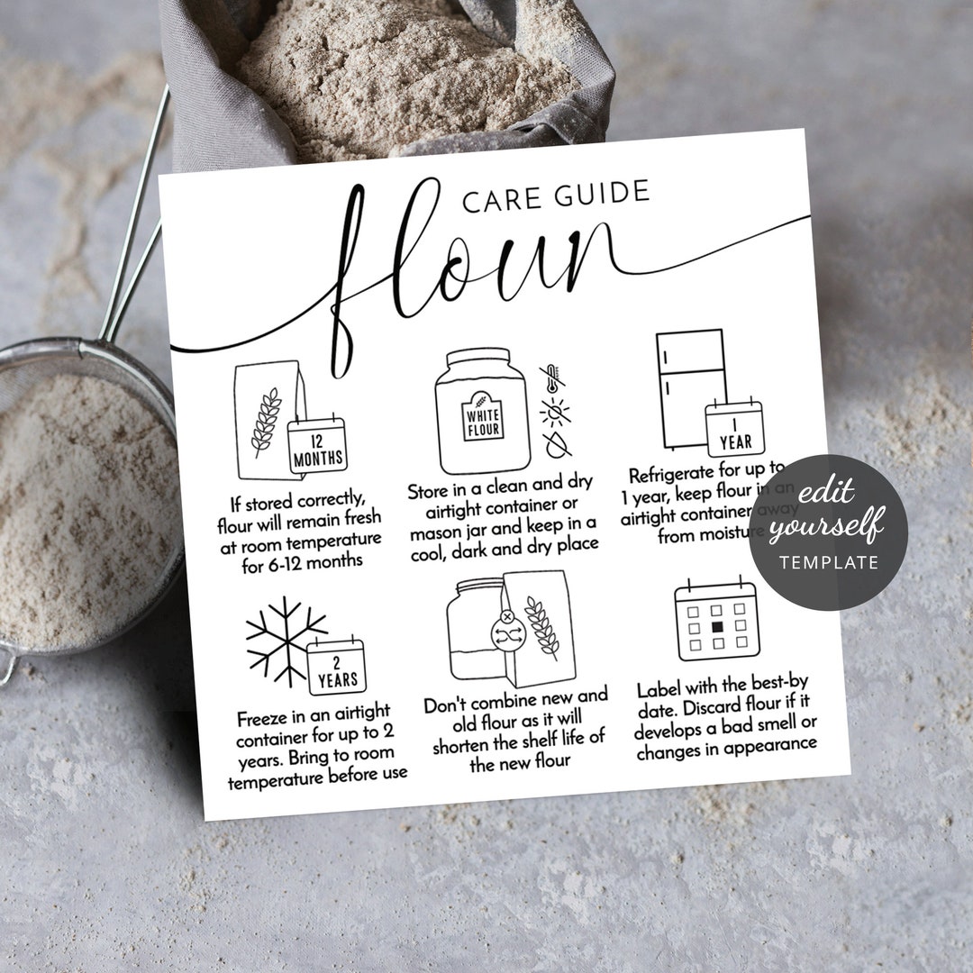 Minimal Flour Care Card Template, Custom Bread Flour Storage ...