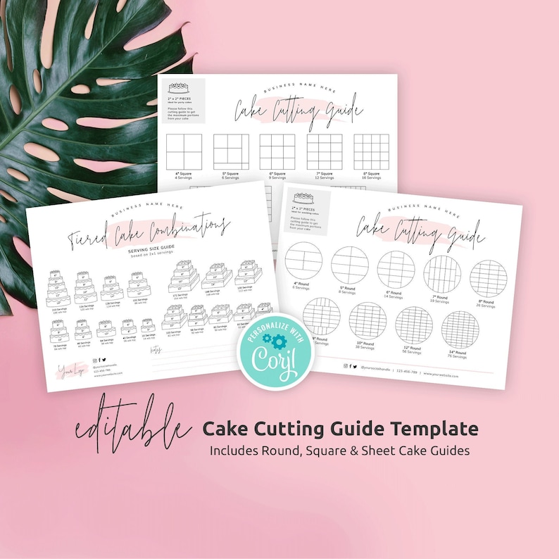 Cake Cutting Guides Template, Printable Round Square Sheet Wedding Cake ...