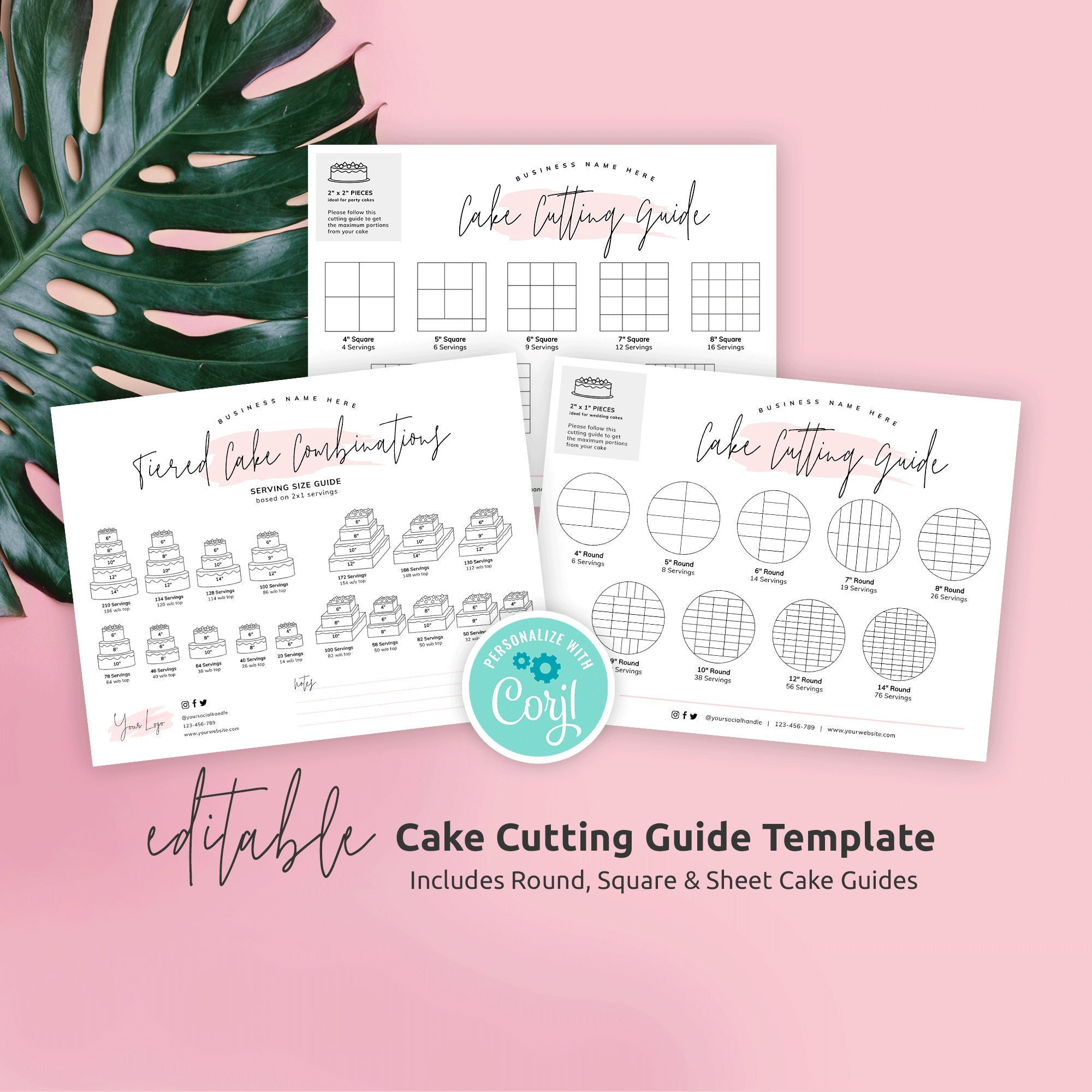Cake Cutting Guides Template Printable Round Square Sheet - Etsy Australia