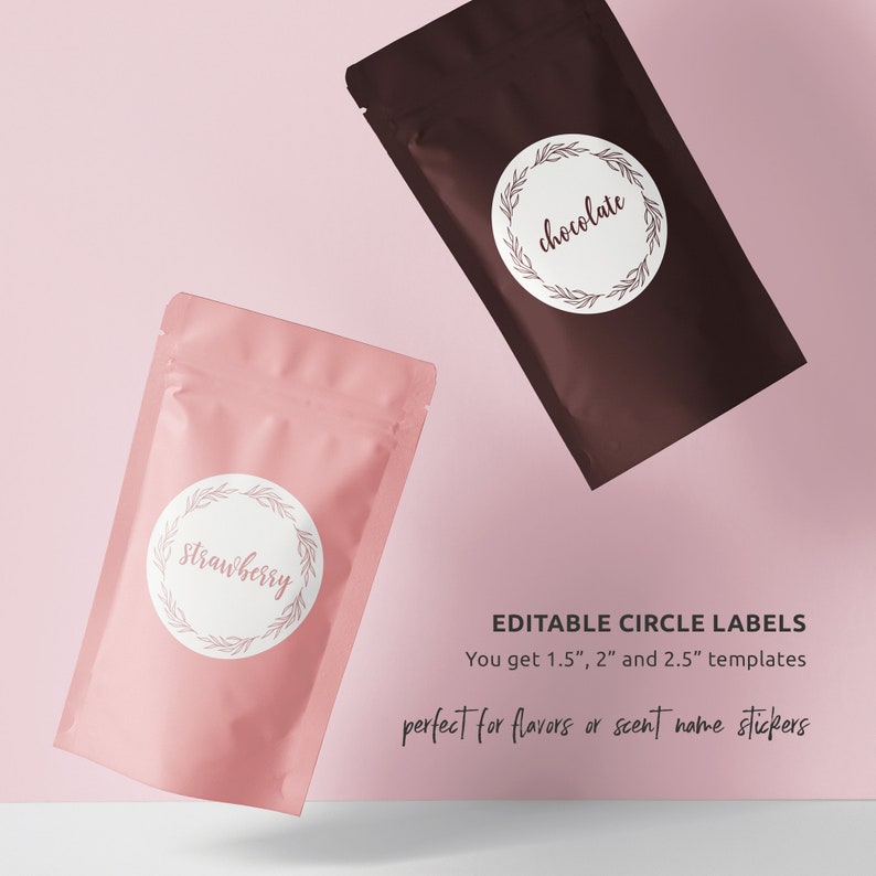 Flavor Circle Labels Template Editable Round Scent Labels | Etsy