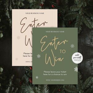 Christmas Raffle Sign Template, Festive Enter to Win 8x10" Poster ...
