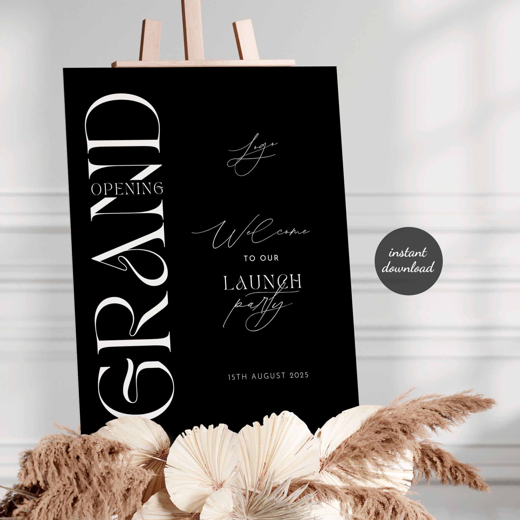 Grand Opening Welcome Sign Canva Template, Trendy Minimalist Business ...