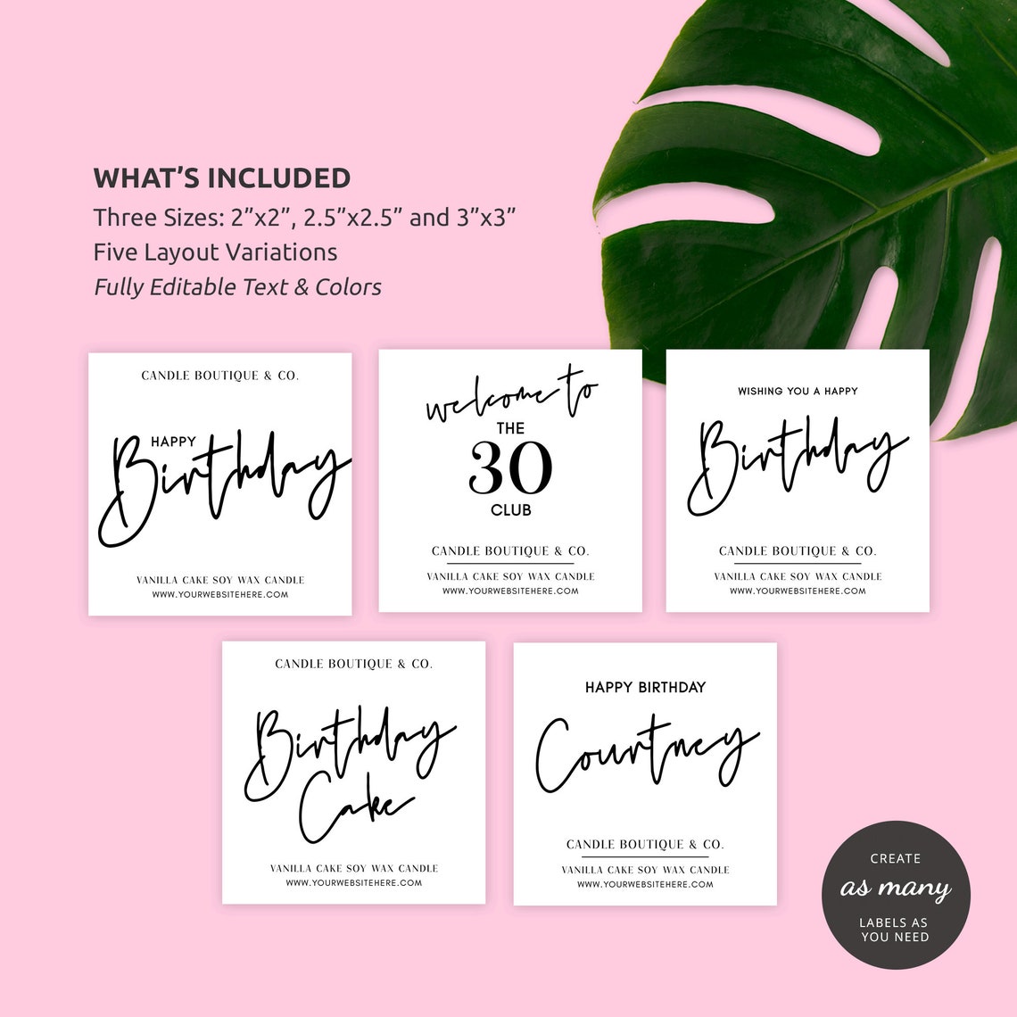 Birthday Candle Label Templates Birthday Cake Candles - Etsy