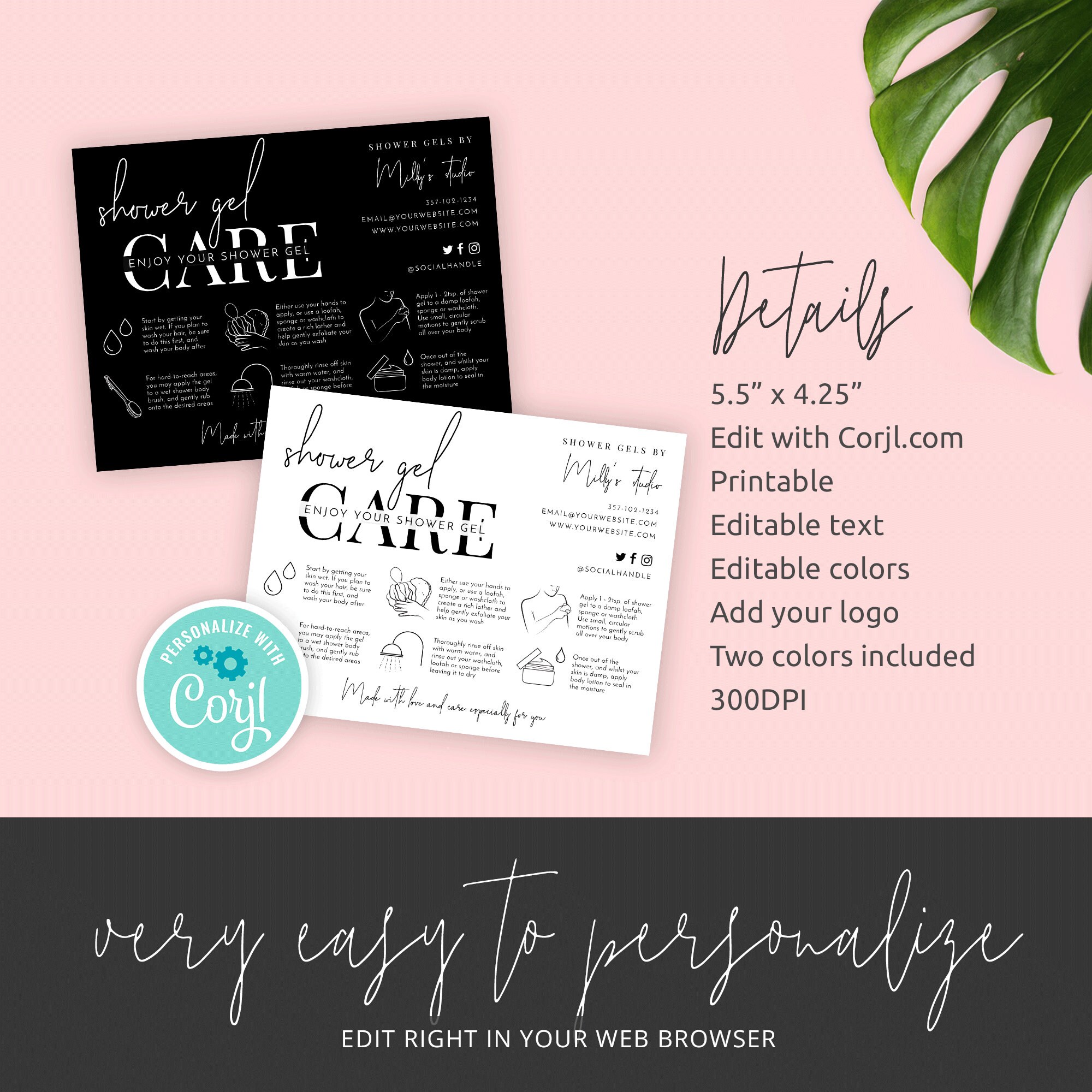 Shower Gel Application Guide Template Editable Body Wash Care - Etsy