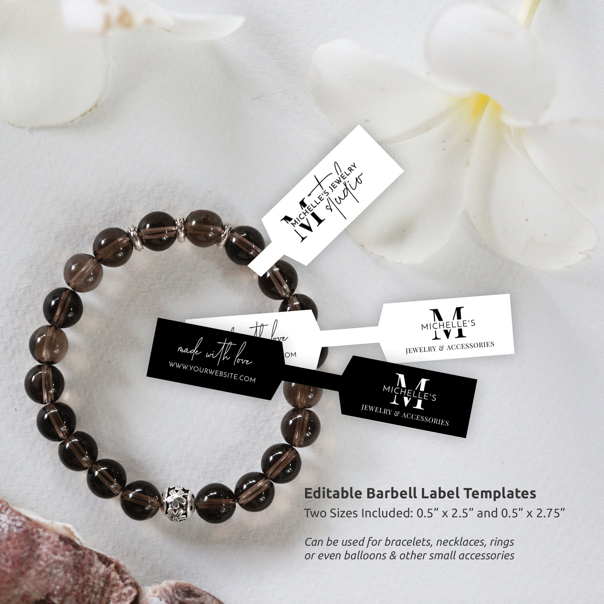 Customizable Jewelry Tag Template Minimalist Barbell Label - Etsy