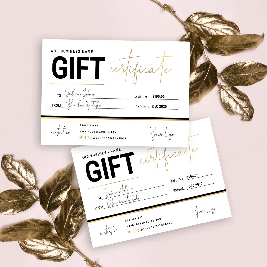 Holiday Business Gift Certificate Template, Digital Gift Voucher Design ...