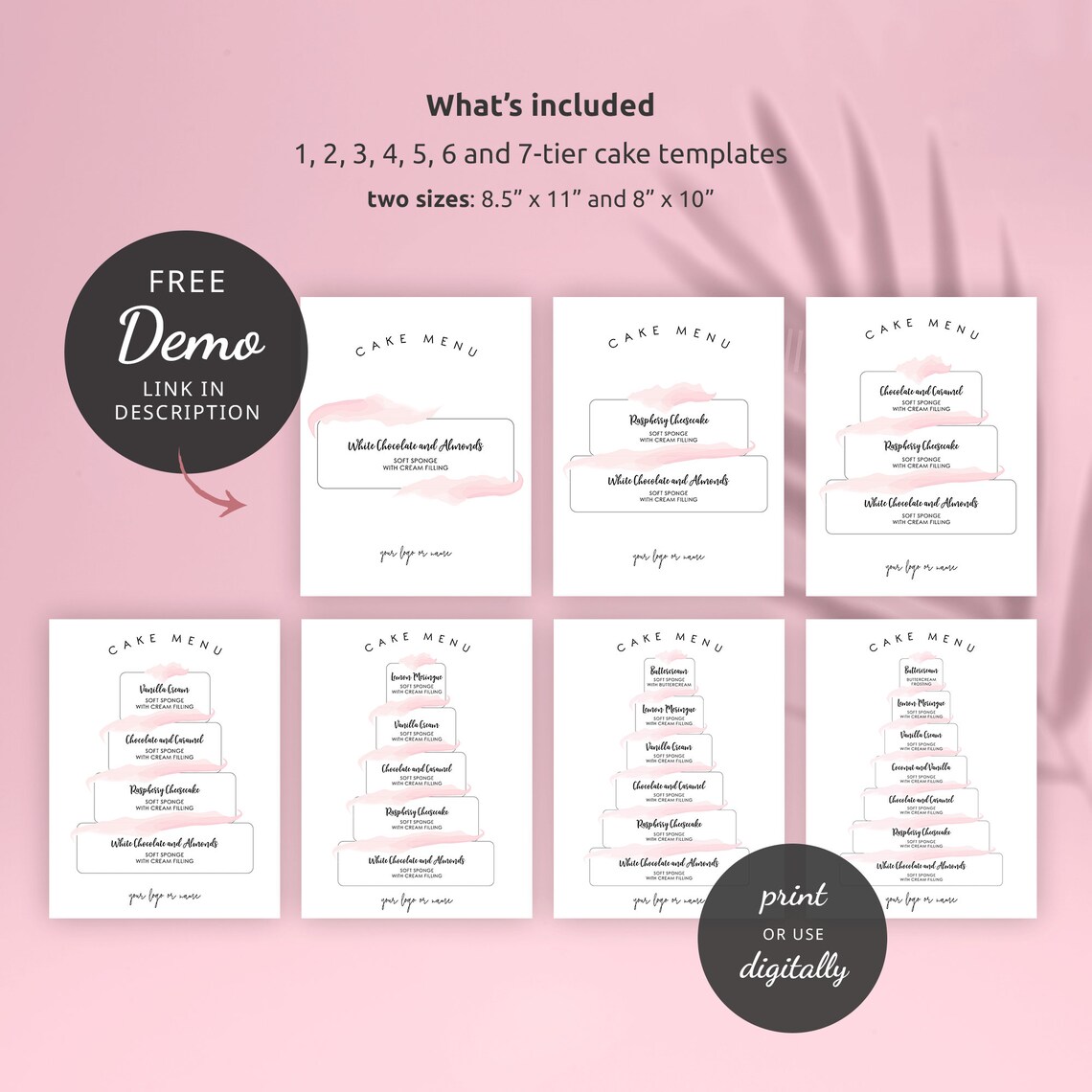 Editable Cake Flavor Sign Printable Cake Menu Template | Etsy