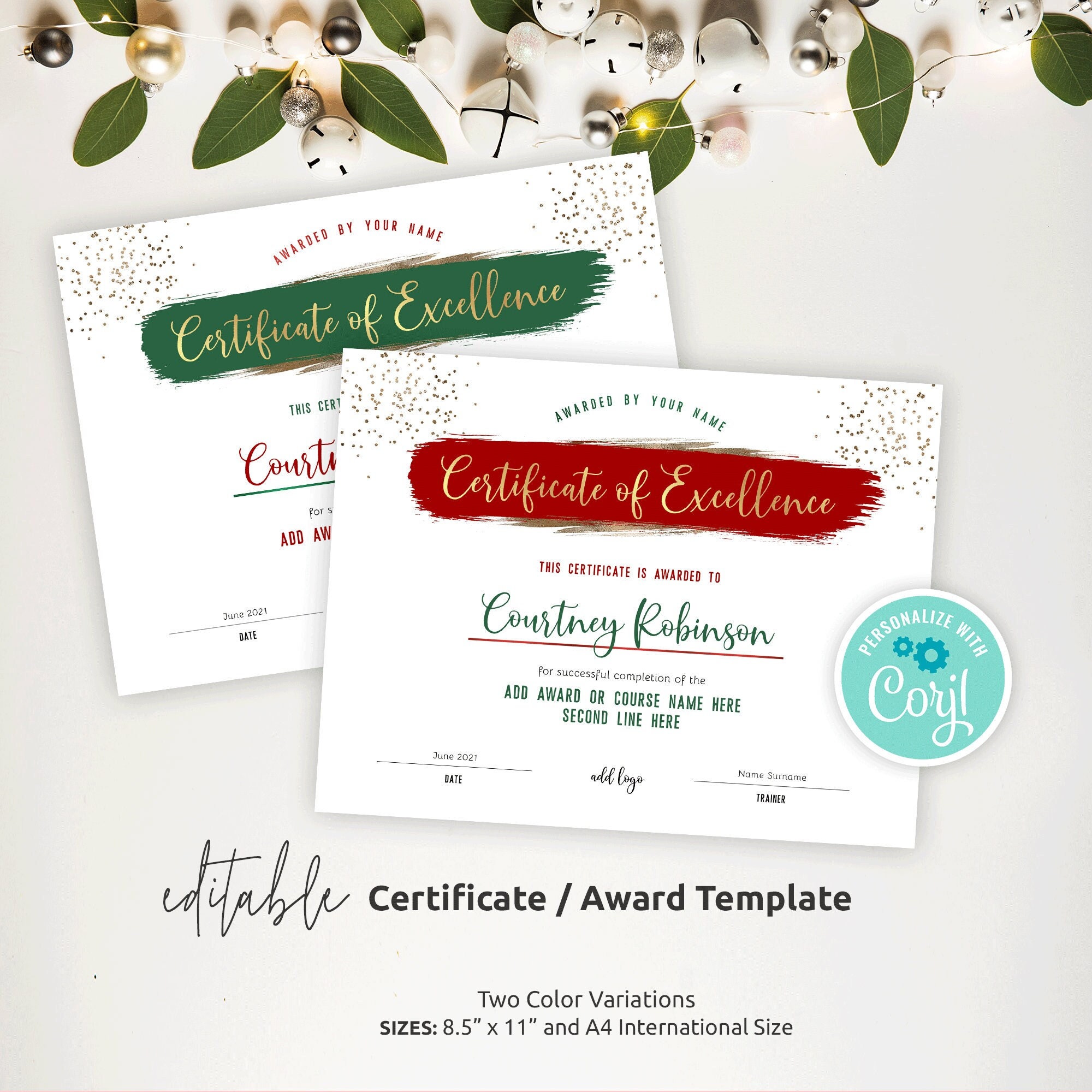 Christmas Certificate of Completion Template Festive Award - Etsy
