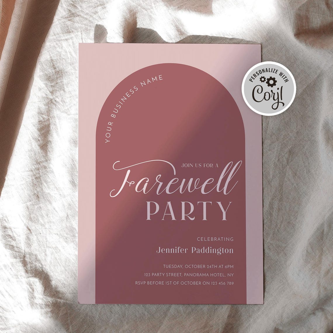 Farewell Dinner Invite Template, Feminine Blush Pink Retirement Party ...