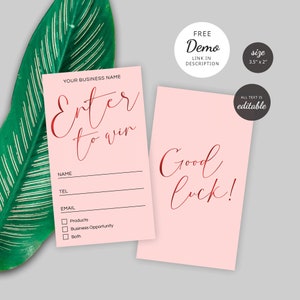Feminine Prize Draw Ticket Template, Editable Raffle Coupon Pink & Red ...