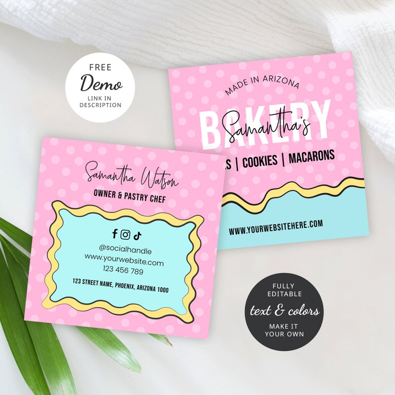 Bakery Business Card Template Cartoon Cake Design, Pastry Chef Contact ...