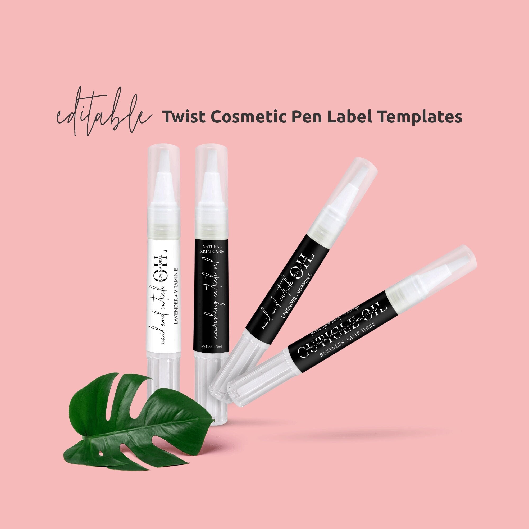 Cuticle Oil Pen Label Template Editable Cosmetic Twist Tube | Etsy Canada