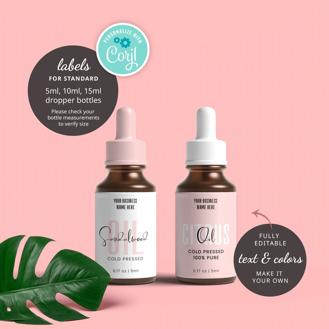 Essential Oil Bottle Label Template Editable 5ml 10ml 15ml | Etsy