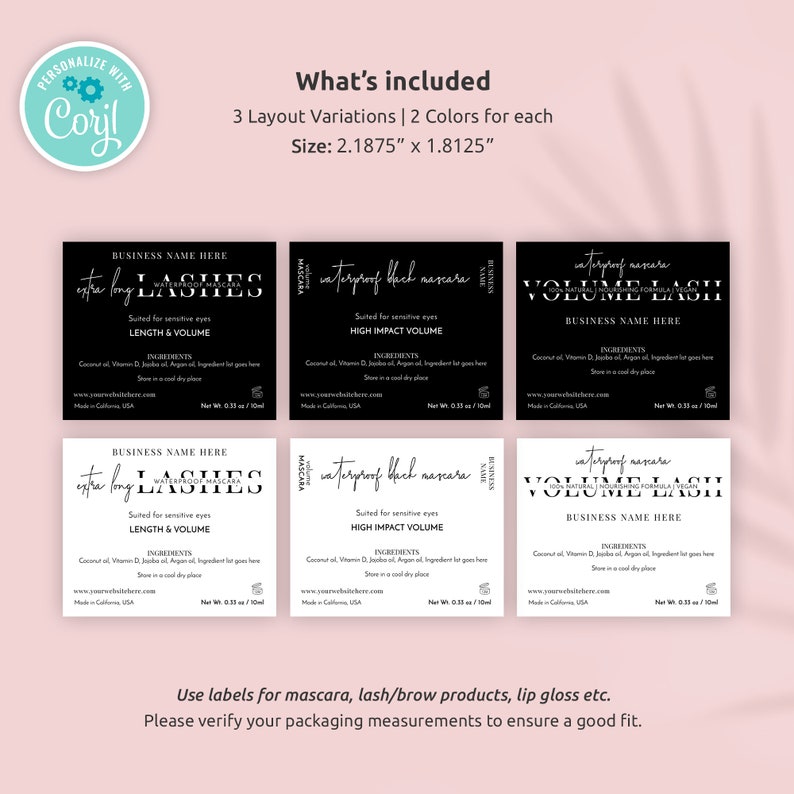 Editable Mascara Label Template, Minimalist Lip Gloss Tube Label, 10ml ...