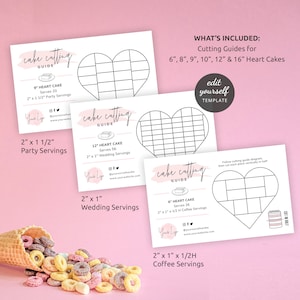 Heart Cake Cutting Guides Template, Custom Cake Serving Instructions ...