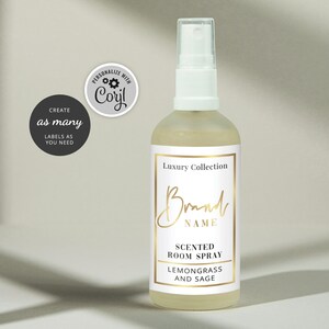 Gold Room Spray Label Template, Custom 1 Oz, 2 Oz, 4 Oz Air Freshener ...