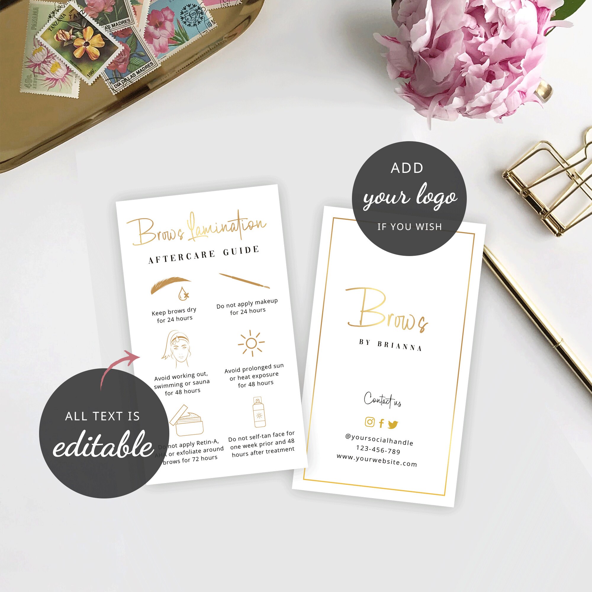 DIY Brows Care Card Brow Salon Aftercare Template Eyebrows - Etsy