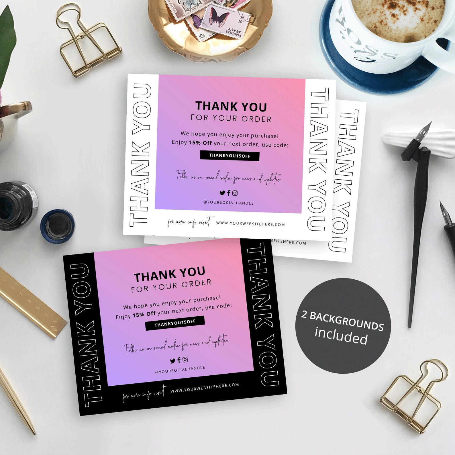 DIY Thank You for Order Cards Template Editable Business - Etsy