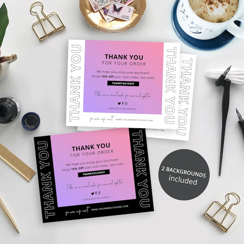 DIY Thank You For Order Cards Template Editable Business | Etsy