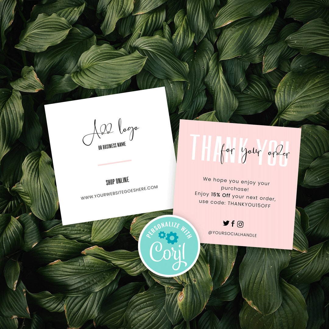 Thank You for Purchase Card Template, Instant MINI Thank You Note Card ...