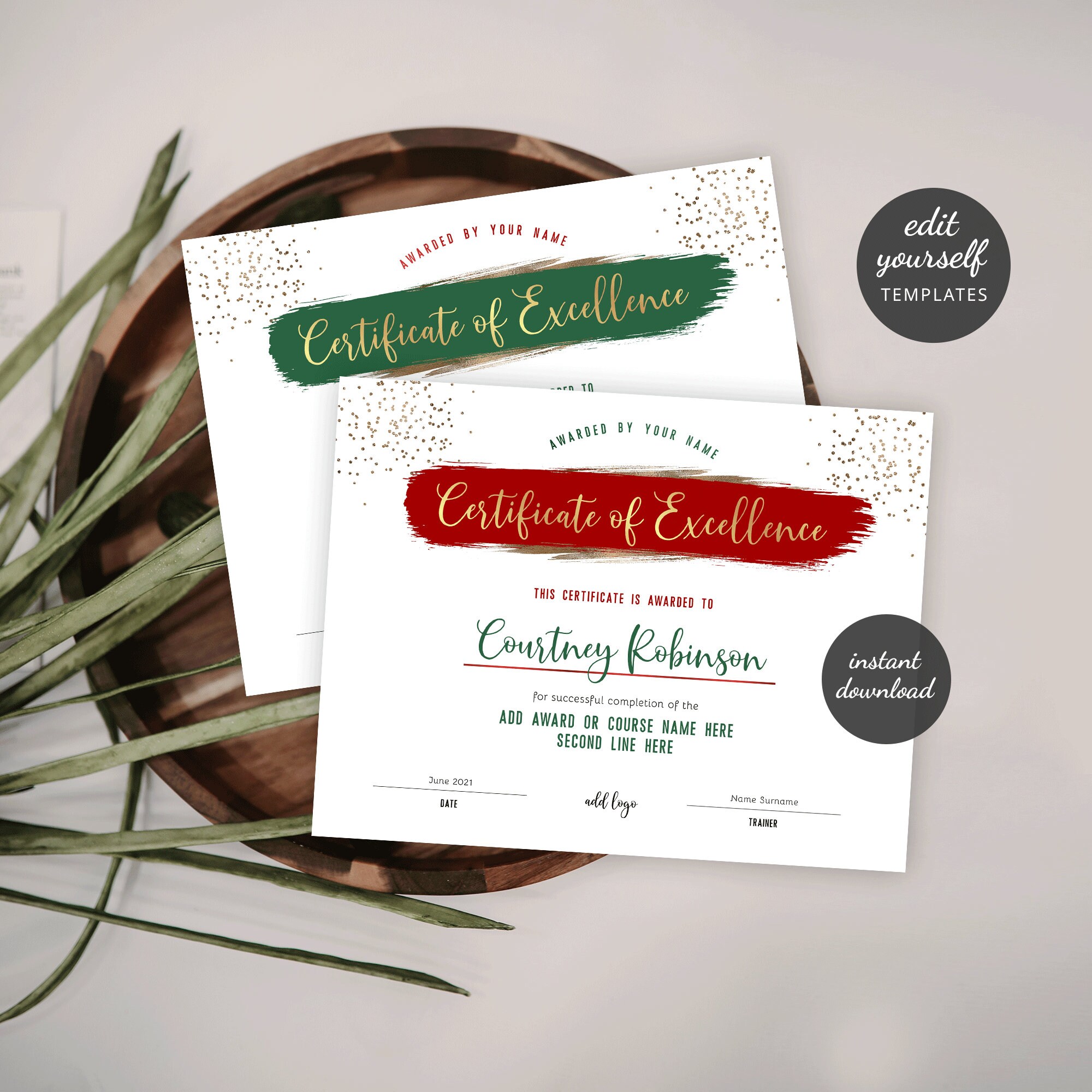 Christmas Certificate of Completion Template Festive Award - Etsy