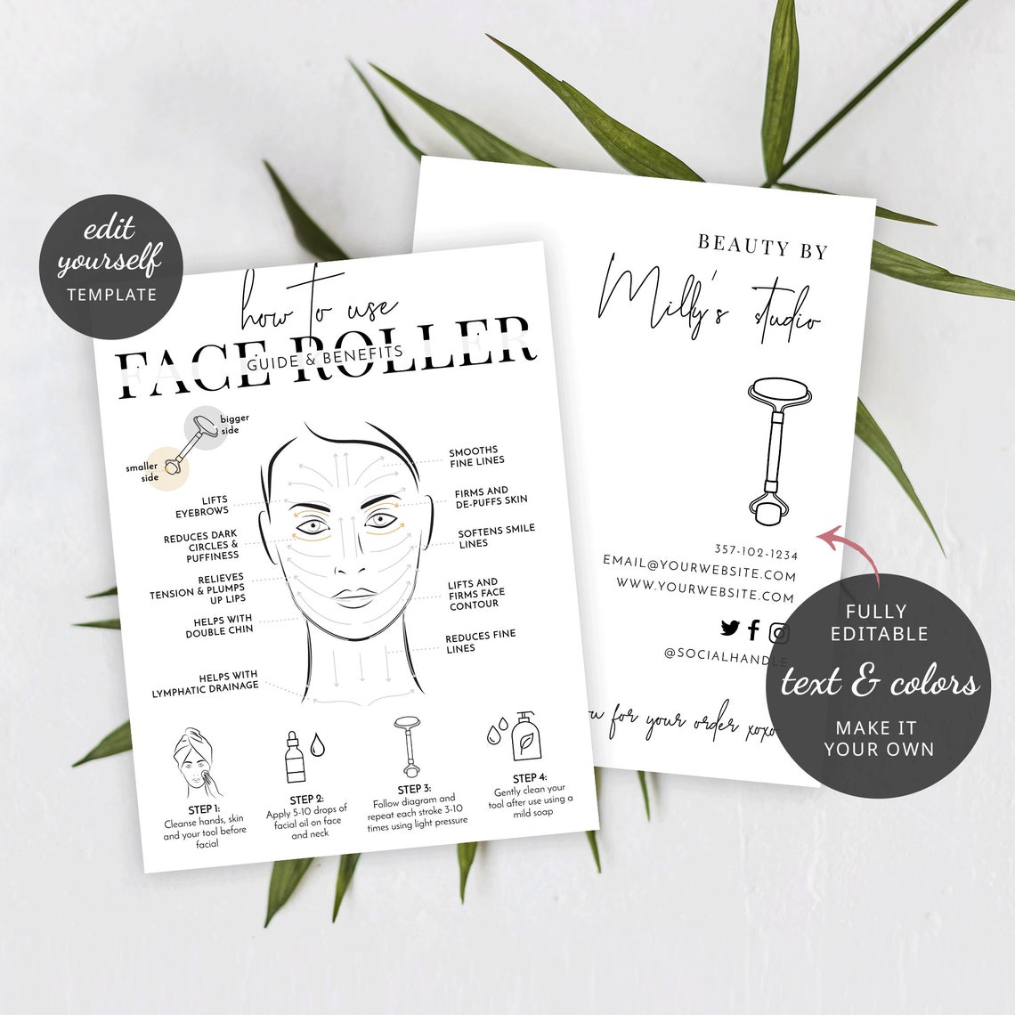 Face Roller Care Guide Template Minimalist Derma Roller - Etsy