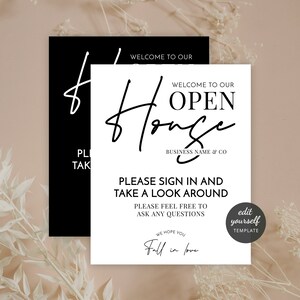 Open House Welcome Sign Template, DIY Table Top Signage 5x7" 8x10 ...