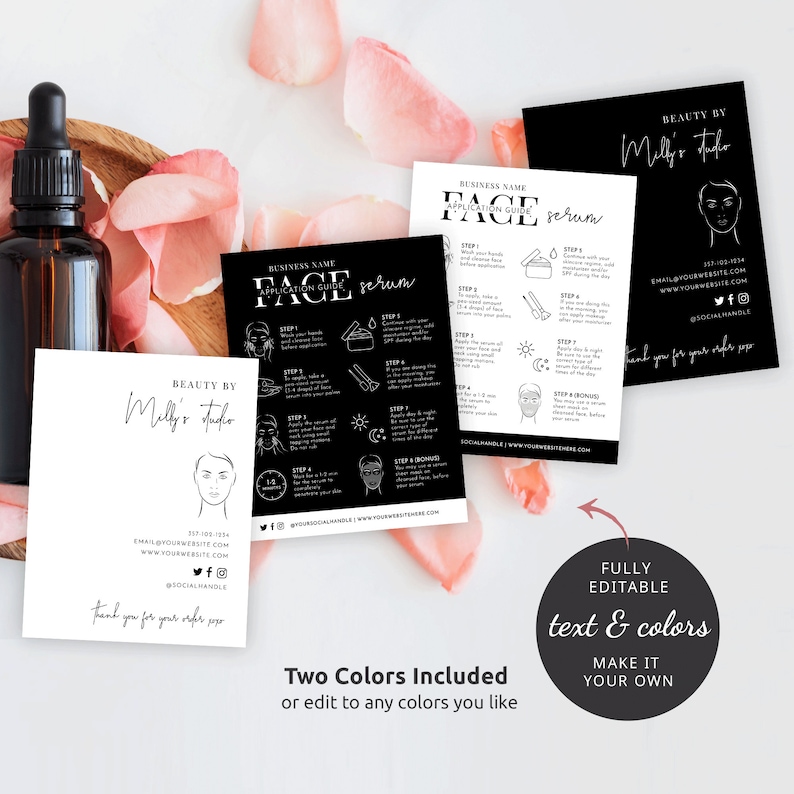 Face Serum Application Instructions Template Minimal Skin - Etsy