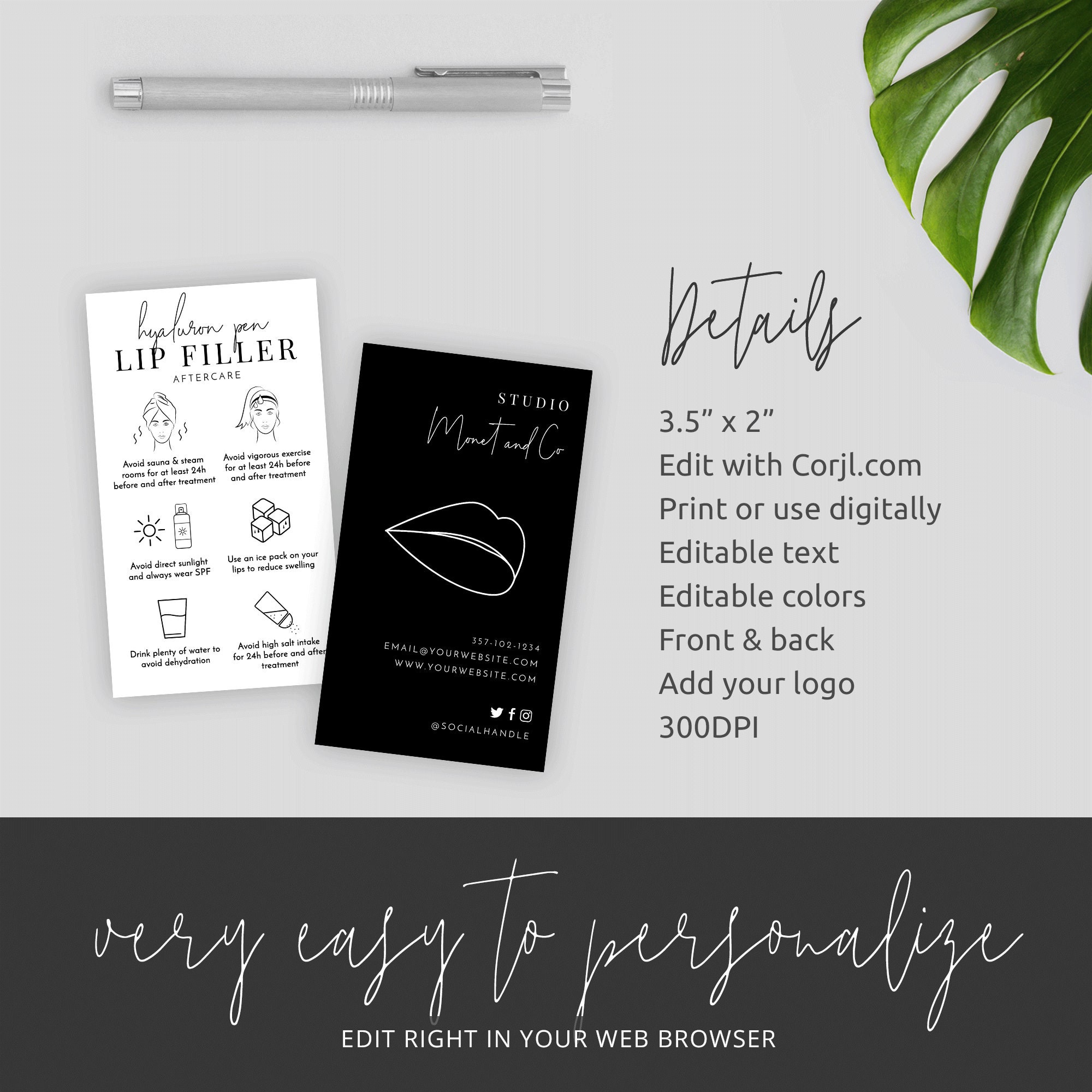 Lip Filler Aftercare Template Editable Hyaluron Pen Lip - Etsy