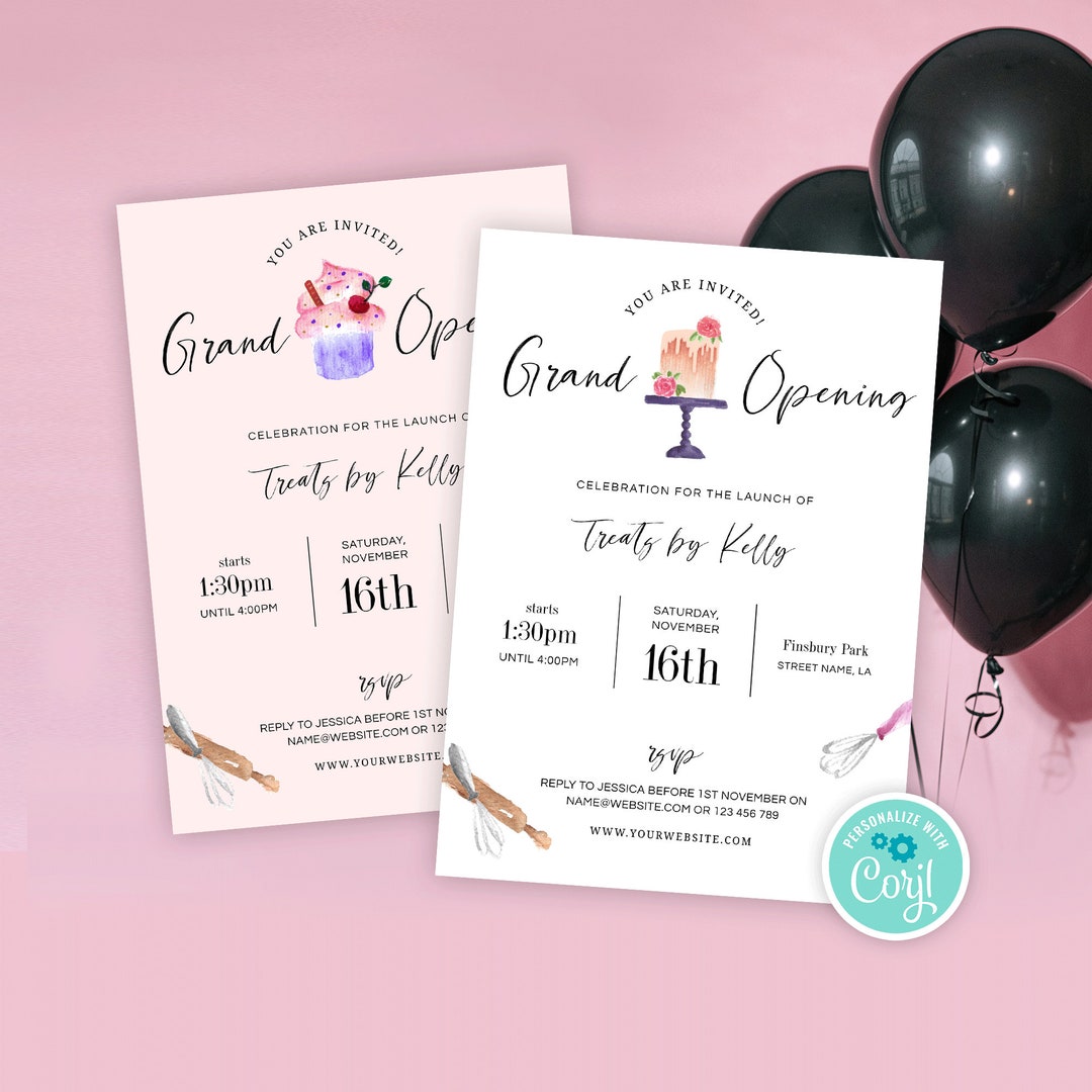 Bakery Grand Opening Invite Template, Cupcake & Cake Shop Launch Flyer ...