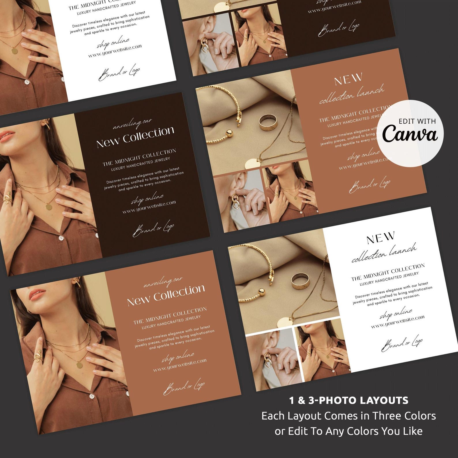 Jewelry Marketing Flyer Canva Template, New Collection Launch Leaflet ...