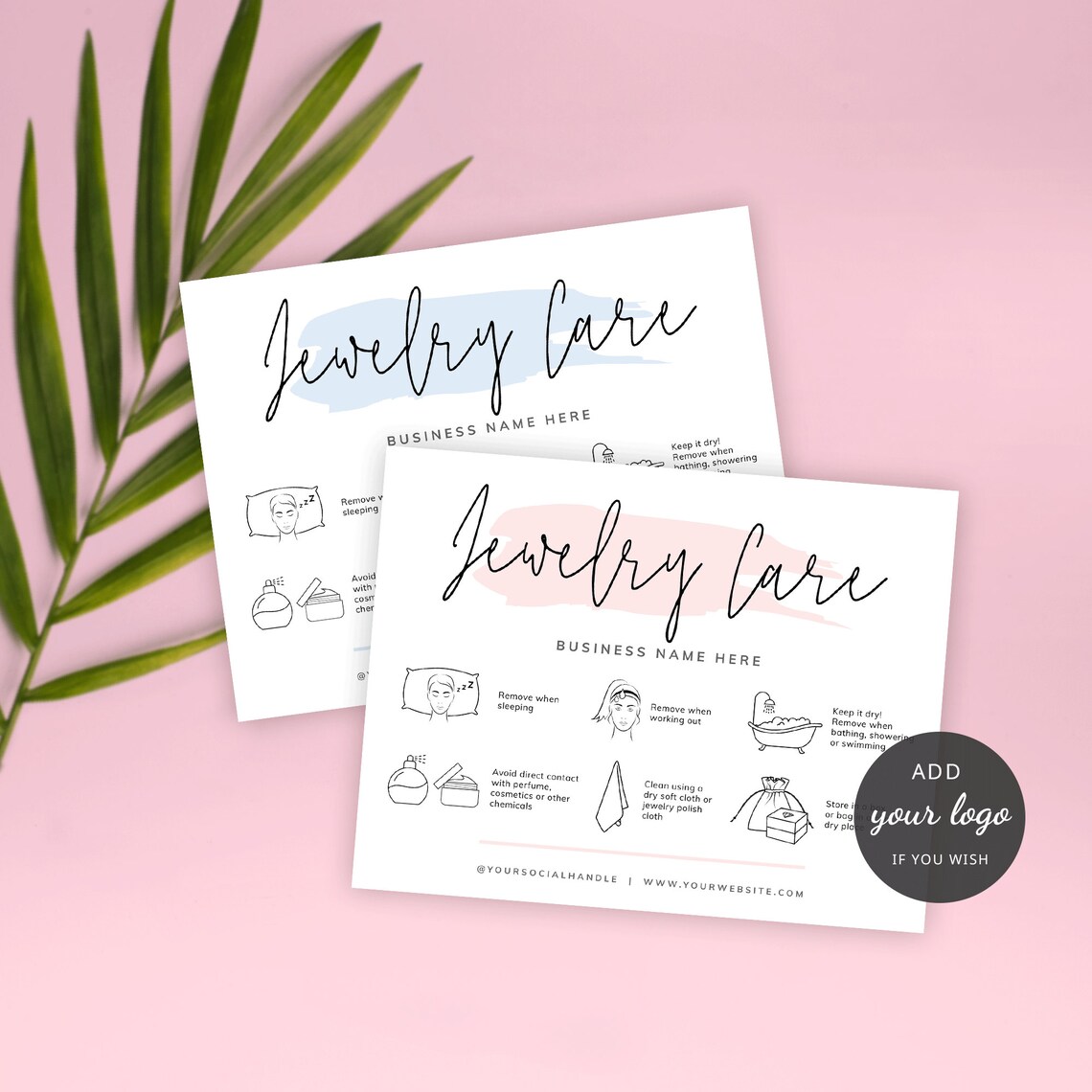 Editable Jewelry Care Card Template, Feminine Jewellery Care ...