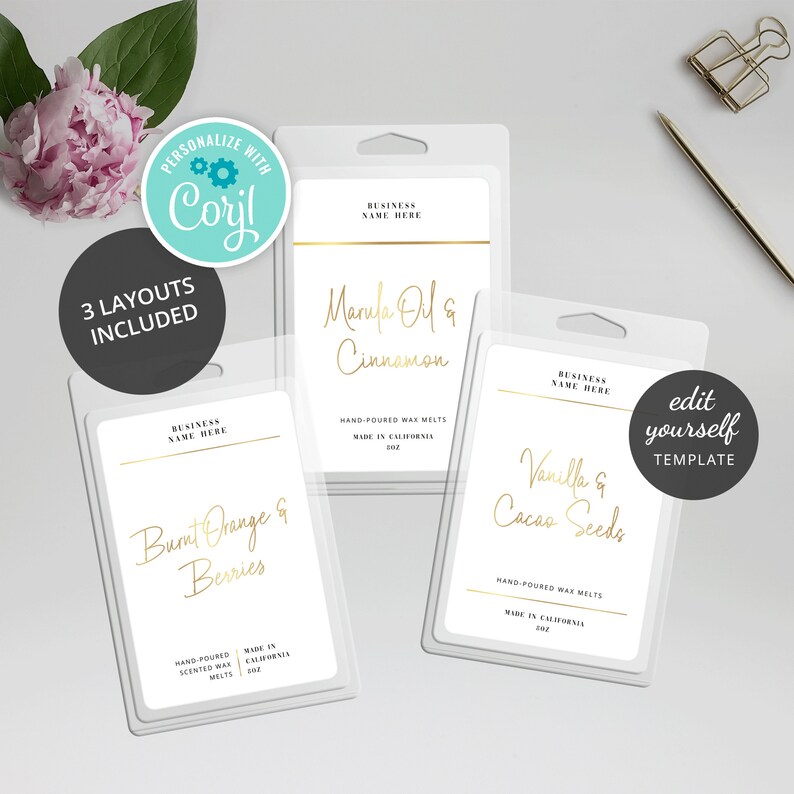 Faux Gold Product Labels Wax Melts Label Template Editable | Etsy