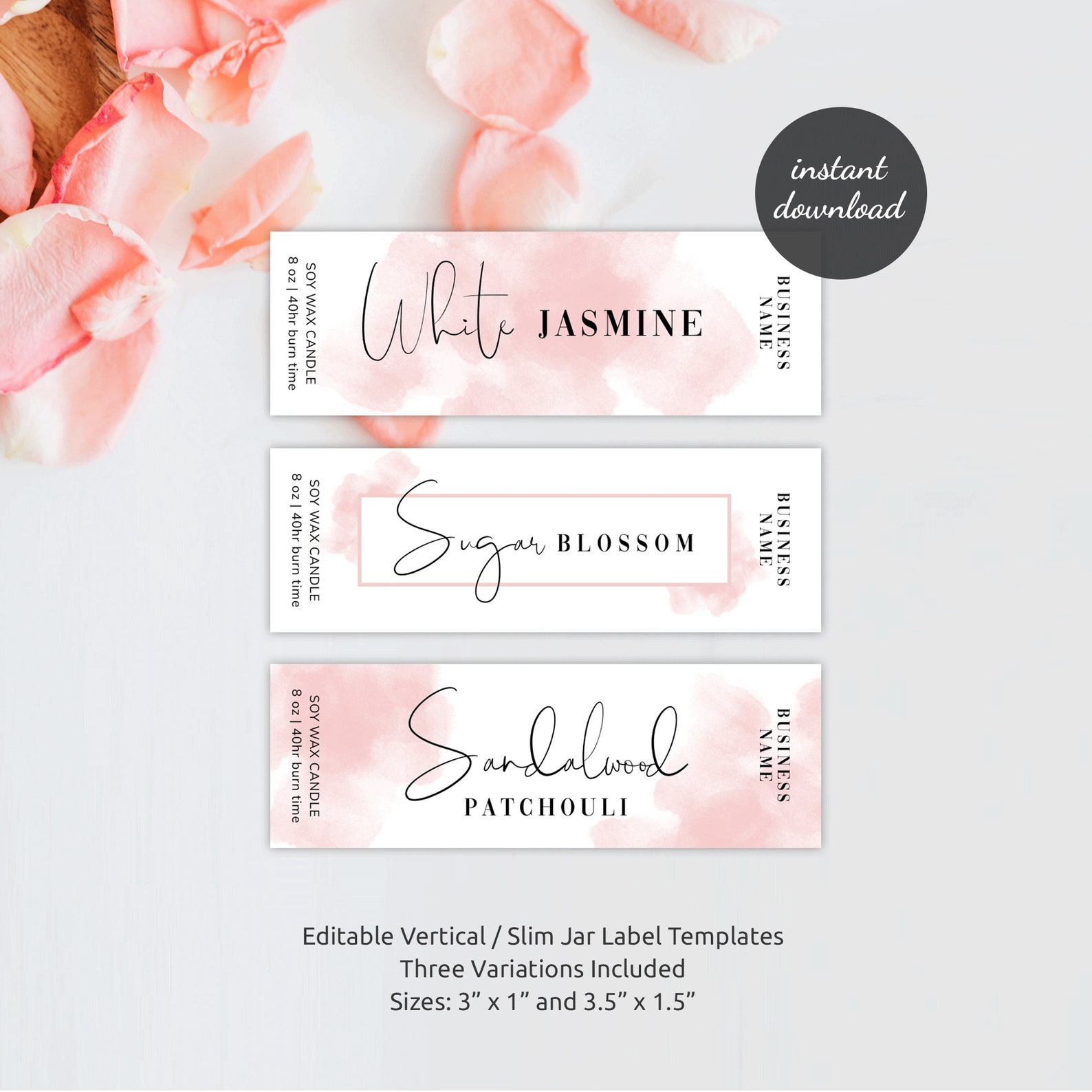 DIY Thin Label Template, Editable Product Jar Branding Kit, 3x1 and 3 ...