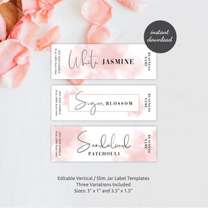 DIY Thin Label Template, Editable Product Jar Branding Kit, 3x1 and 3 ...
