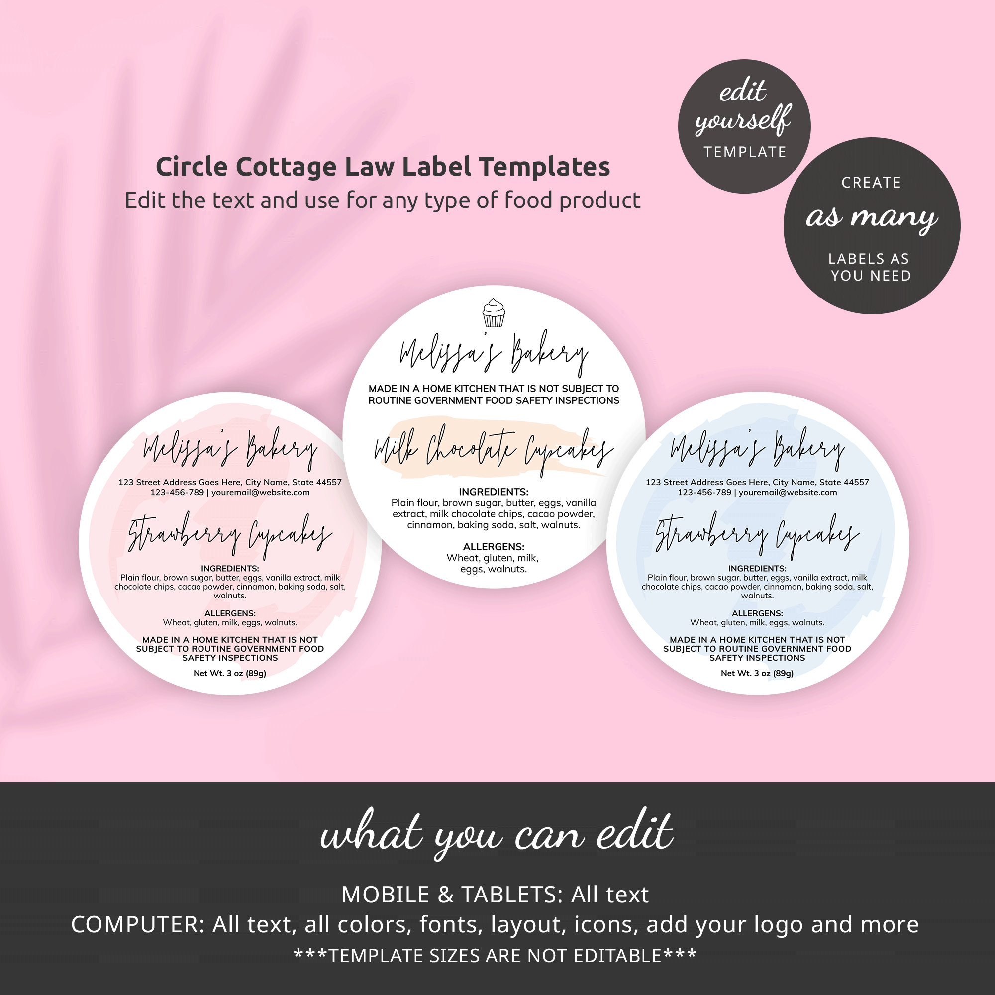 Custom Cottage Law Labels Feminine Food License Circle Label - Etsy