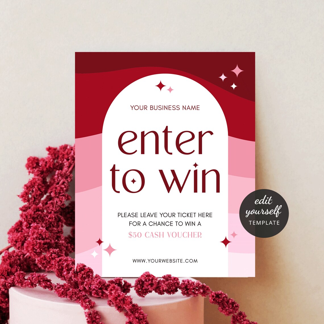 Modern Raffle Sign Template, Custom Feminine Enter to Win 8x10" Poster ...