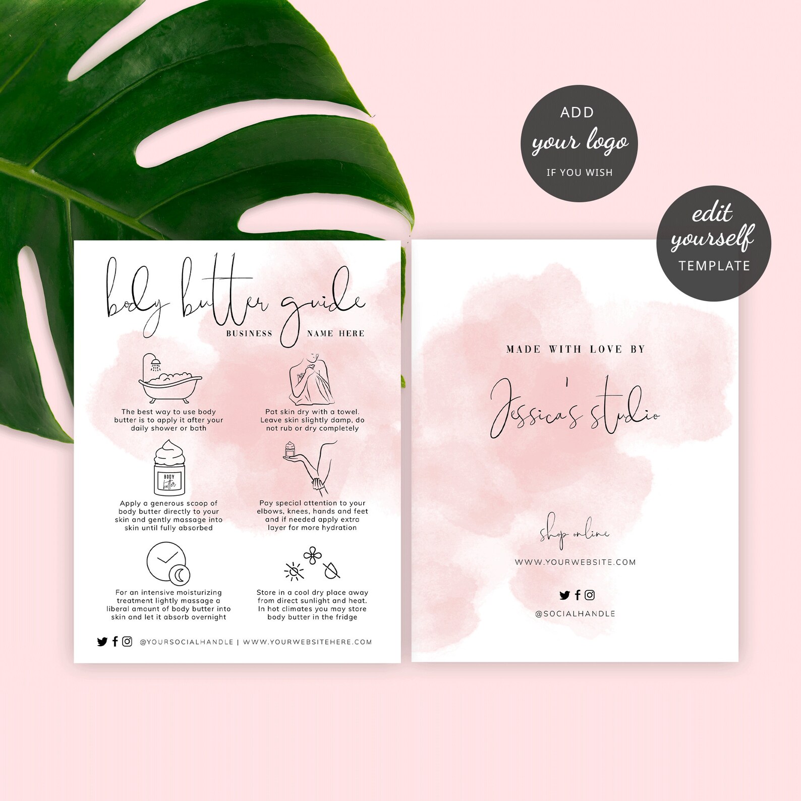 Whipped Body Butter Application Guide, Customizable Lotion Care Card ...