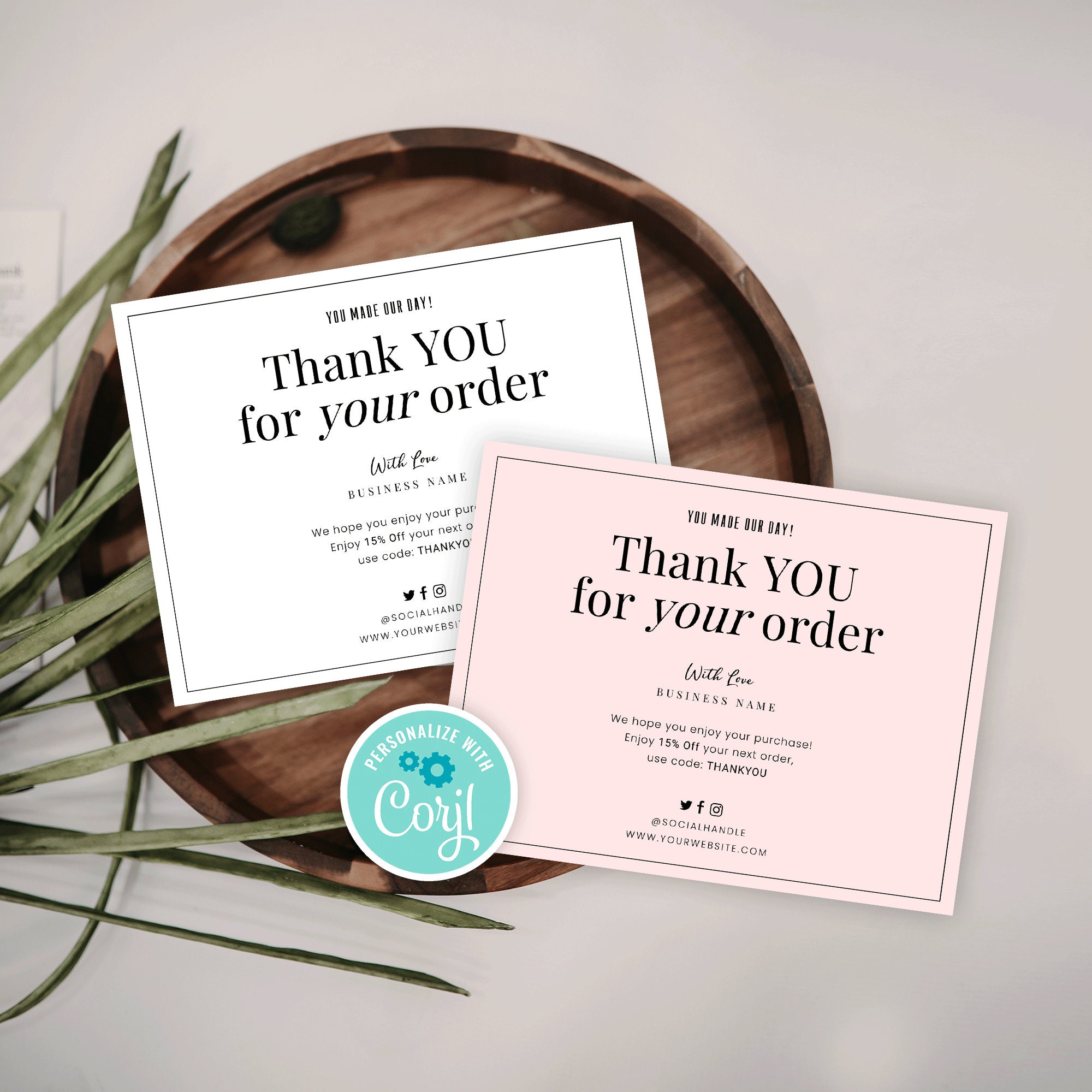 Editable Thank You for Order Card Template Simple Business - Etsy