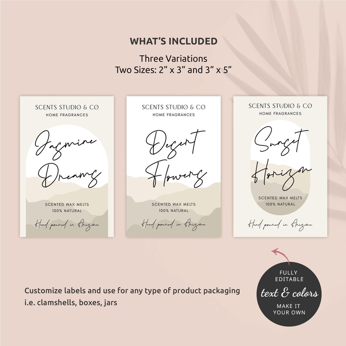 Boho Arch Labels Template, Modern Wax Melts Packaging Design, Editable ...