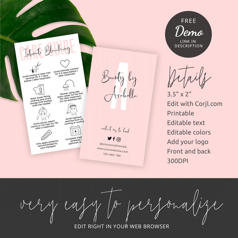 Intimate Bleaching Aftercare Template Editable Bikini - Etsy