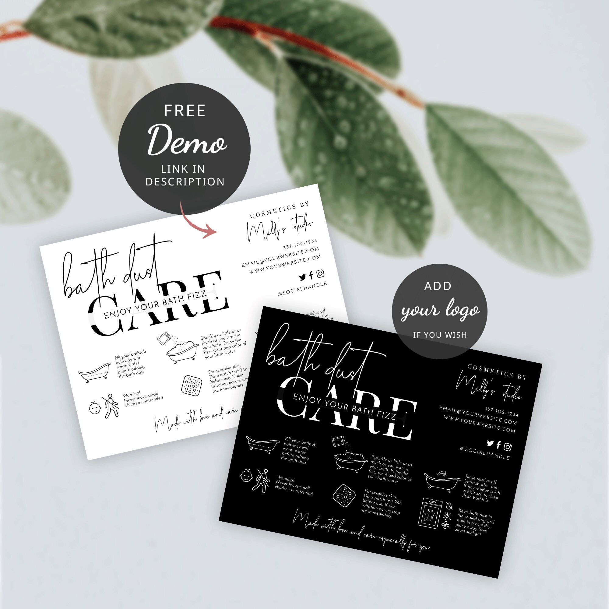 Bath Dust Care Guide Template Editable Bath Fizz Care Card | Etsy