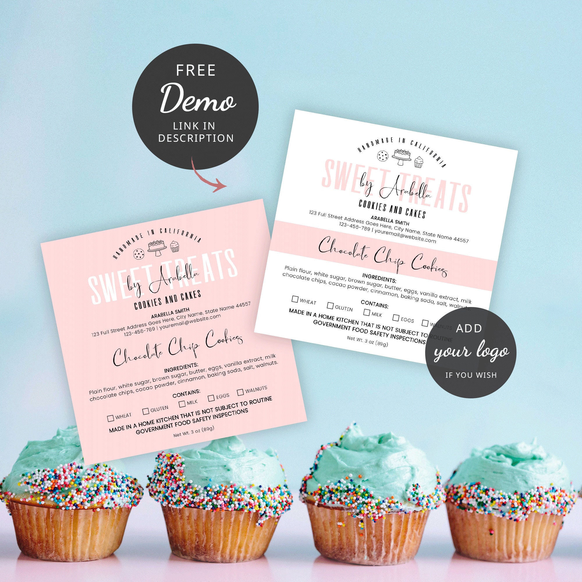 Food License Label Template, Custom Cottage Law Labels Design ...