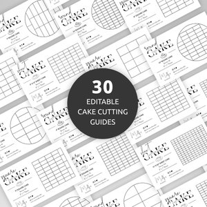 Round & Square Cake Cutting Guides, Editable Wedding Cakes Cutting ...