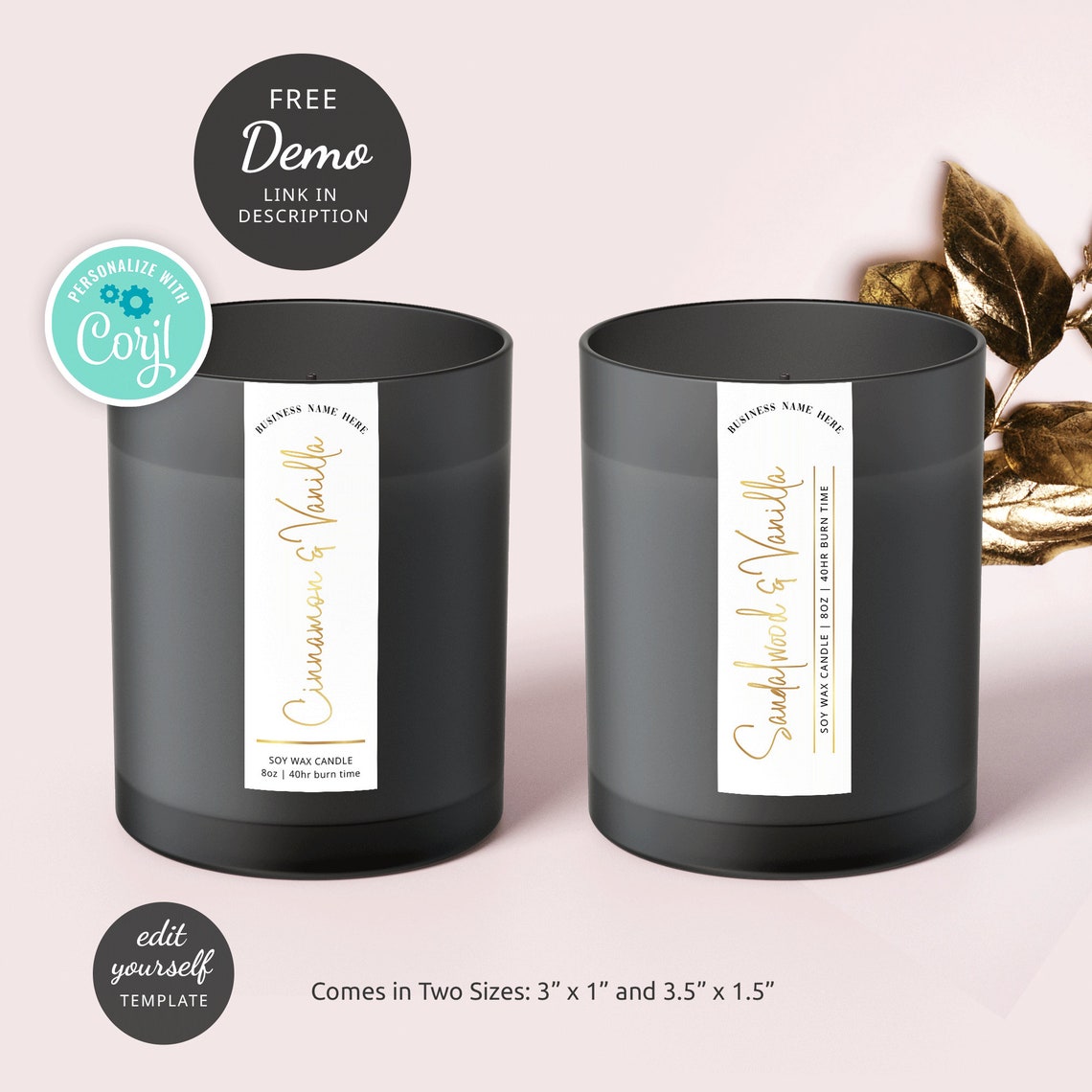 Editable Vertical Labels Faux Gold Product Label Template - Etsy