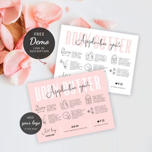 Editable Body Butter Care Card Template, Feminine Shea Butter ...