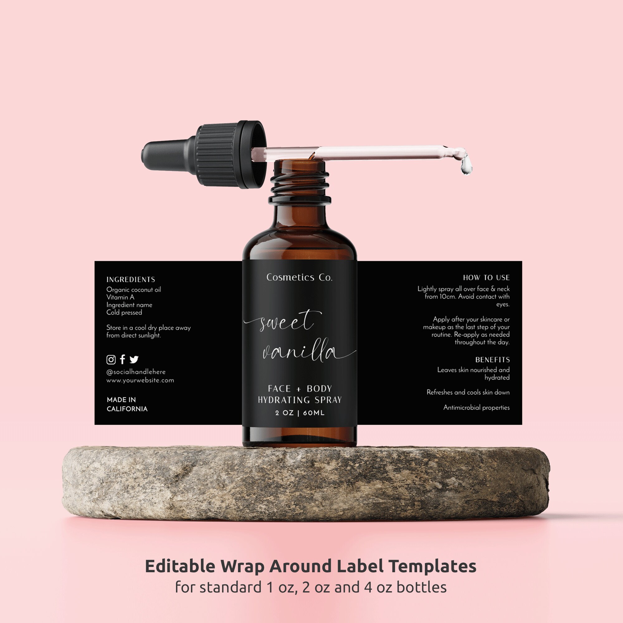 Editable Cosmetic Bottle Label Template Minimalist 1 Oz 2 - Etsy