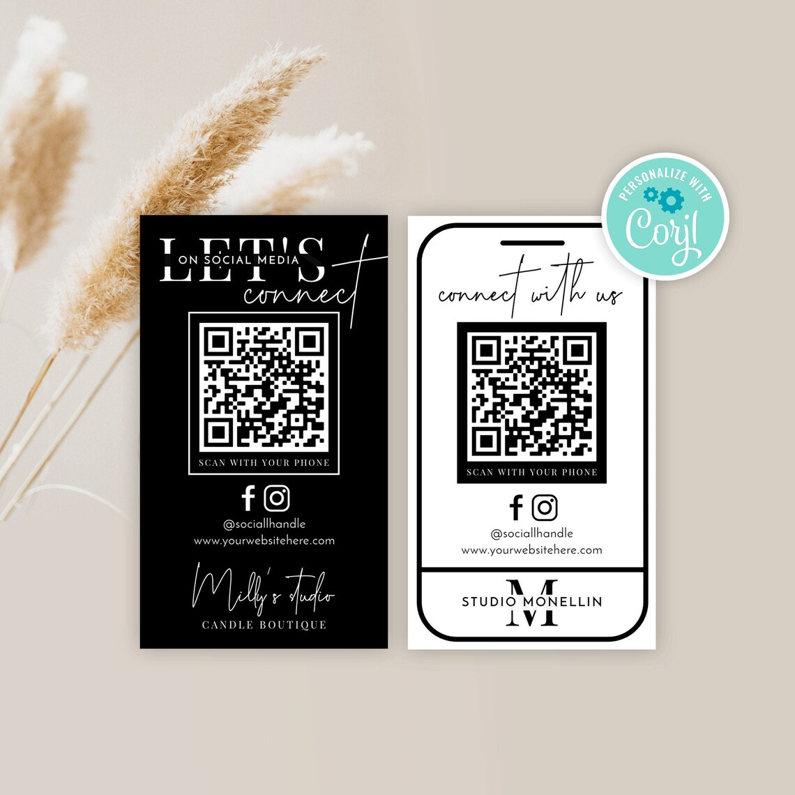 Connect With Us QR Code Business Cards, Minimalist Social Media Cards ...