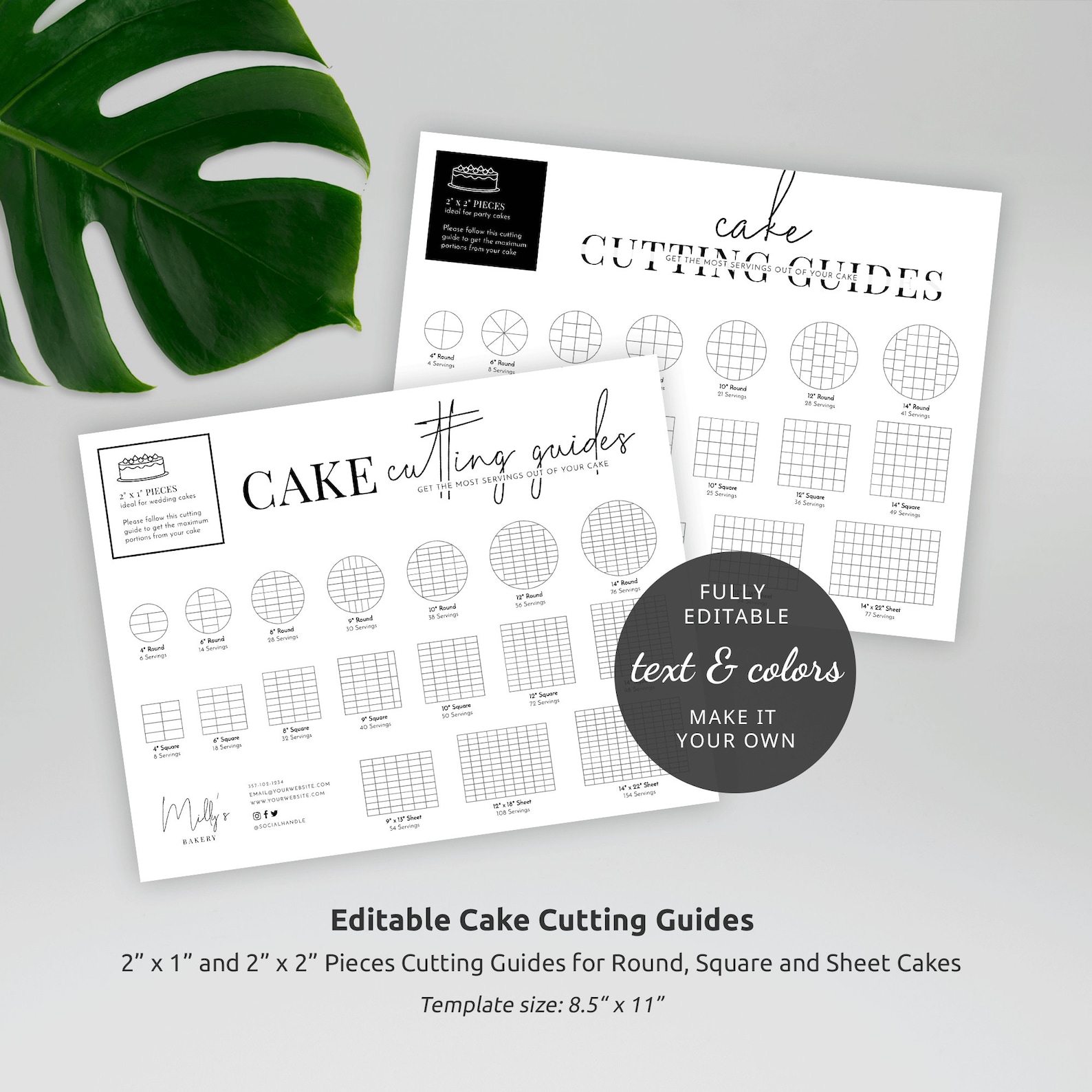 Editable Cake Cutting Guides Template Instant Wedding Cake - Etsy