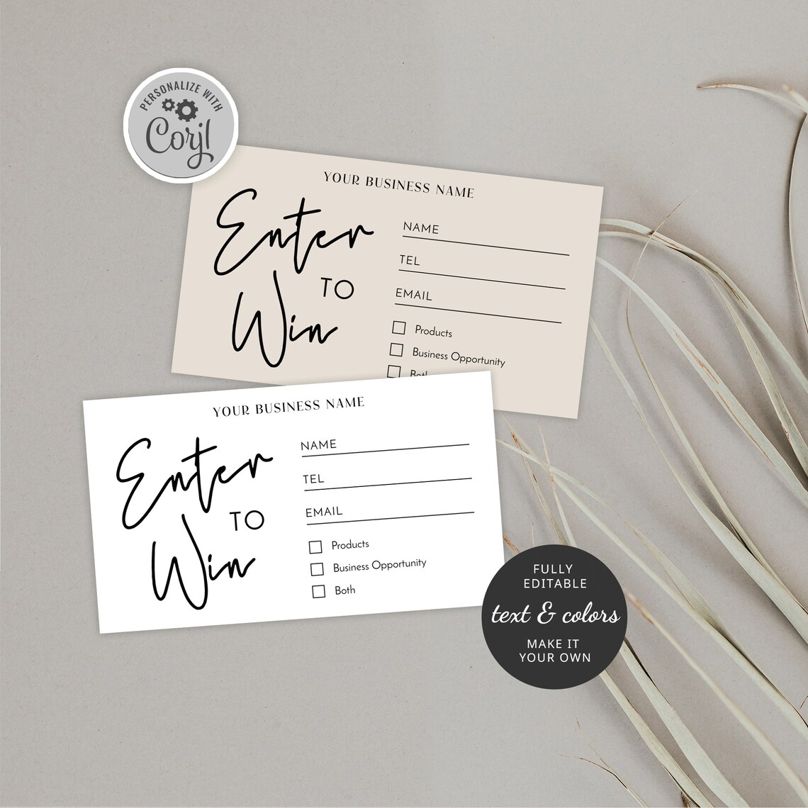 Boho Enter to Win Template, Editable Business Raffle Tickets, Cream ...